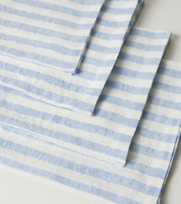 ONCE MILANO Set Of 4 Striped Linen Napkins