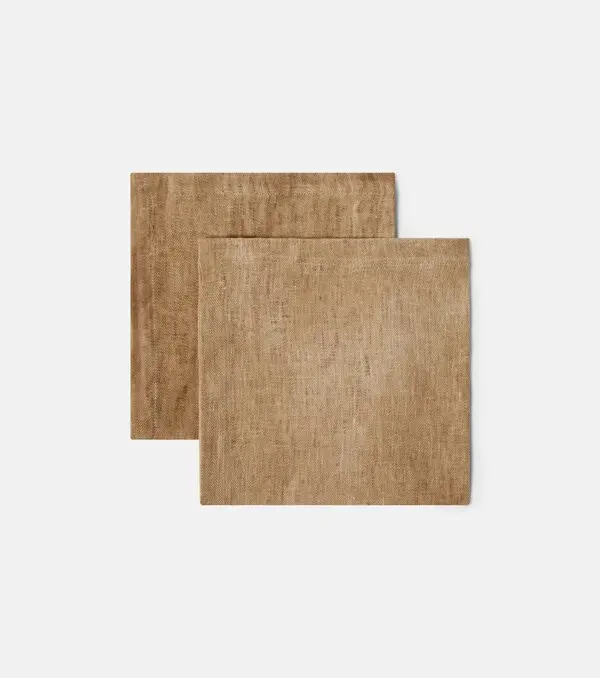 THE HOUSE OF LYRIA Alfeo Set Of 2 Linen Napkins - Brown