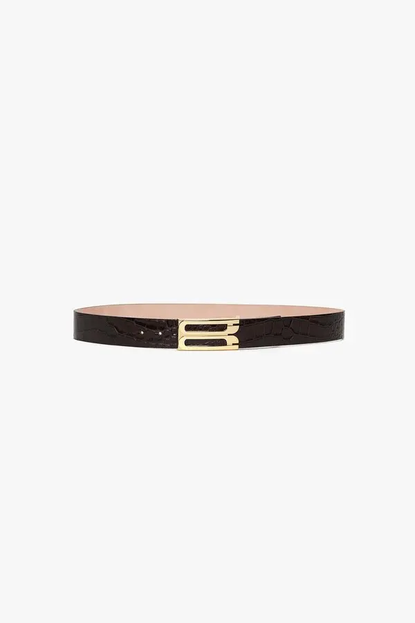 Victoria Beckham Dorian Frame Belt Jumbo Croc - Espresso
