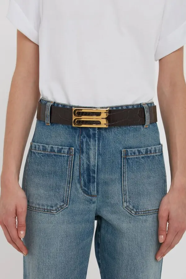 Victoria Beckham Dorian Frame Belt Jumbo Croc