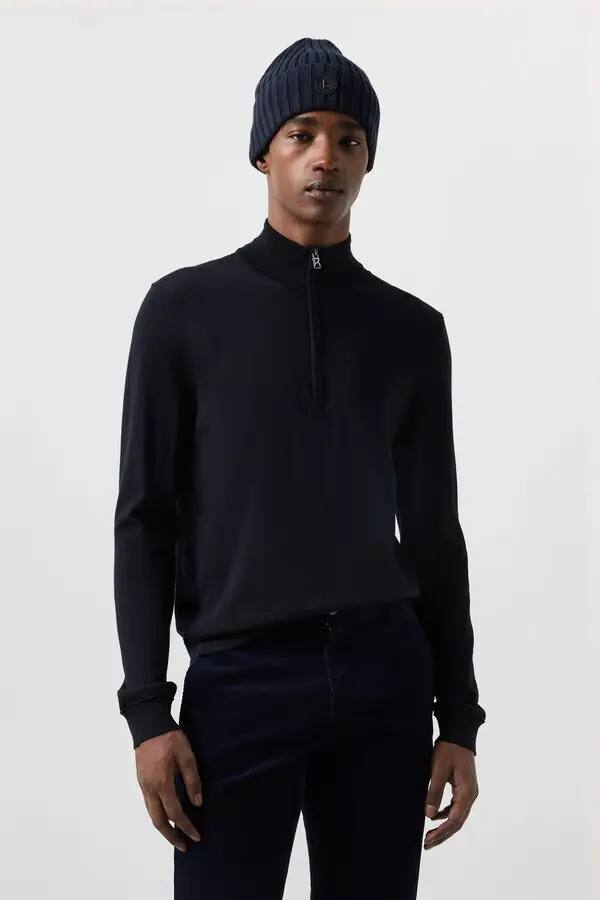 Bogner Ouri Virgin Wool Zip-up Turtleneck - Navy