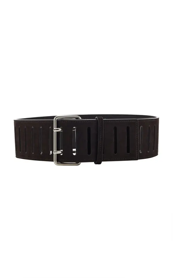 Alaïa Wide Cut-out Leather Belt - Brown