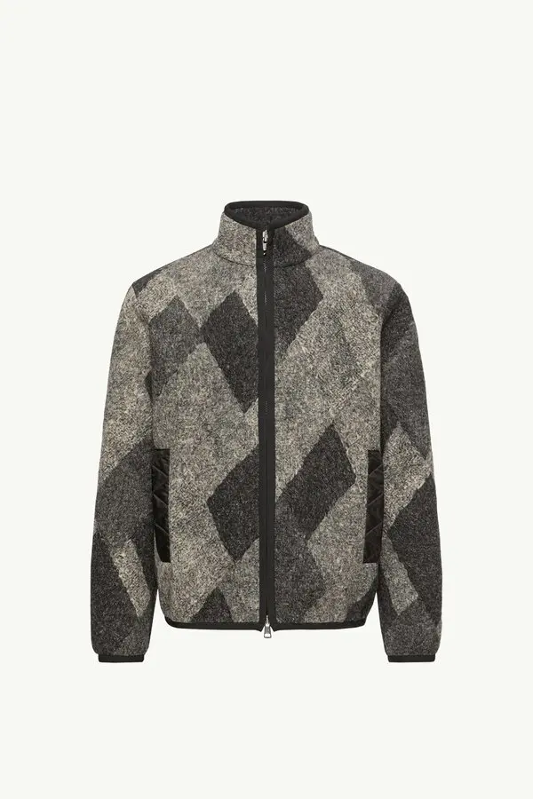 Moncler Diamond Pattern Zip-up Cardigan - Grey