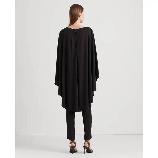 Ralph Lauren Belted Cape Georgette Jumpsuit - Black