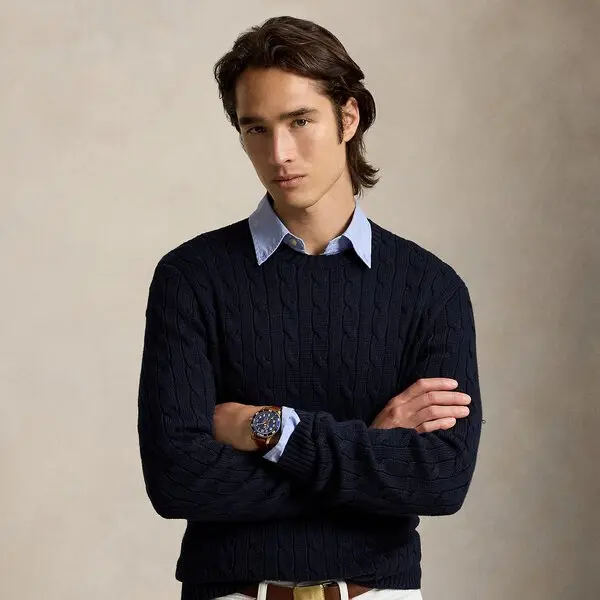 Ralph Lauren Cable-knit Cotton Crewneck Sweater - Hunter Navy