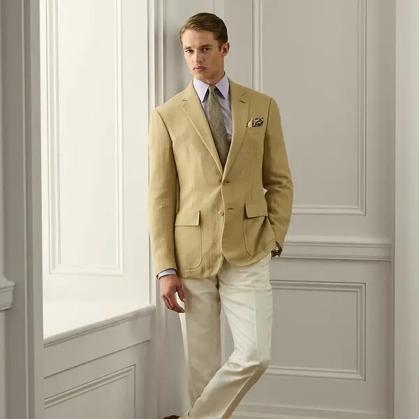 Ralph Lauren Gregory Hand-tailored Silk-linen Trouser - Classic Cream