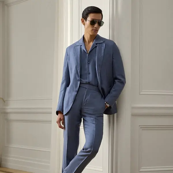 Ralph Lauren Gregory Hand-tailored Silk-linen Trouser - Vintage Indigo