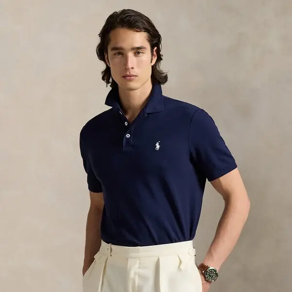 Ralph Lauren Custom Slim Fit Stretch Mesh Polo Shirt - Refined Navy