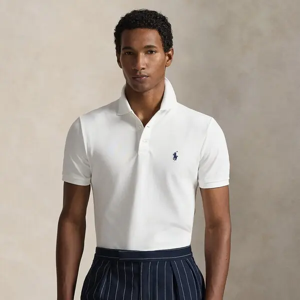 Ralph Lauren Custom Slim Fit Stretch Mesh Polo Shirt - White