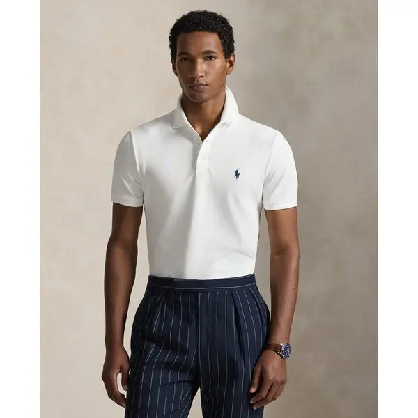 Ralph Lauren Custom Slim Fit Stretch Mesh Polo Shirt - White