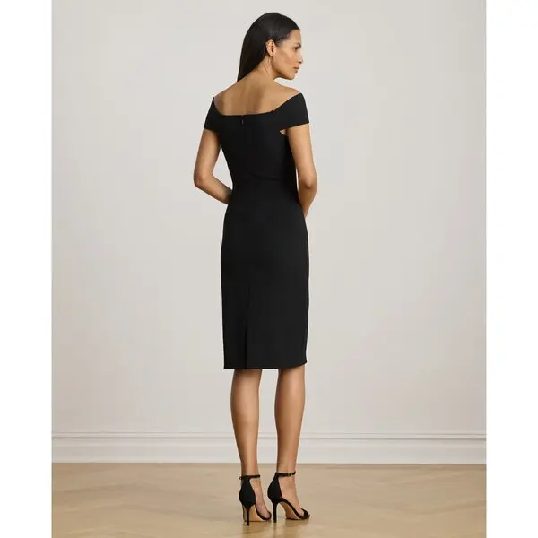 Ralph Lauren Twist-front Off-the-shoulder Crepe Sheath Dress - Black
