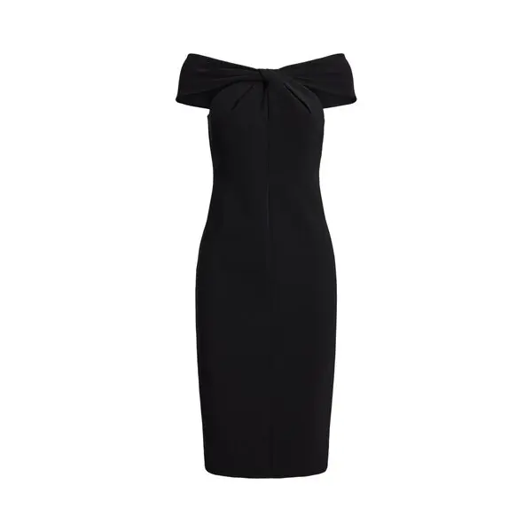 Ralph Lauren Twist-front Off-the-shoulder Crepe Sheath Dress - Black