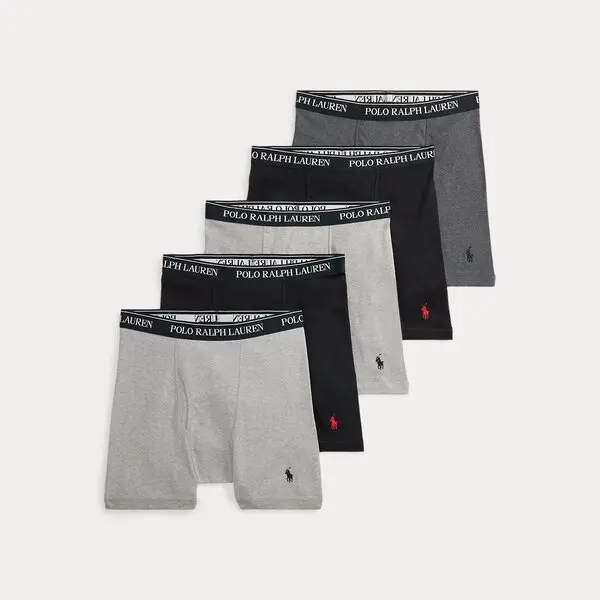Ralph Lauren Cotton Wicking Boxer Brief 5-pack - Grey/black