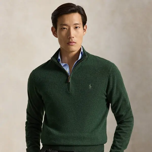 Ralph Lauren Wool Quarter-zip Sweater - Lodgepole Pine Heather