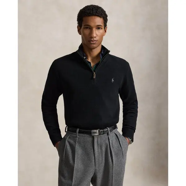 Ralph Lauren Wool Quarter-zip Sweater - Polo Black