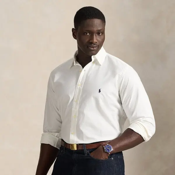 Ralph Lauren Garment-dyed Oxford Shirt - White/navy