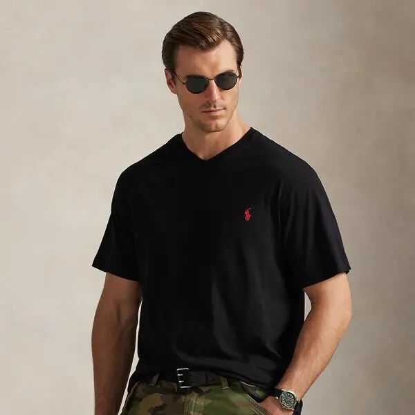 Ralph Lauren Jersey V-neck T-shirt - Rl Black