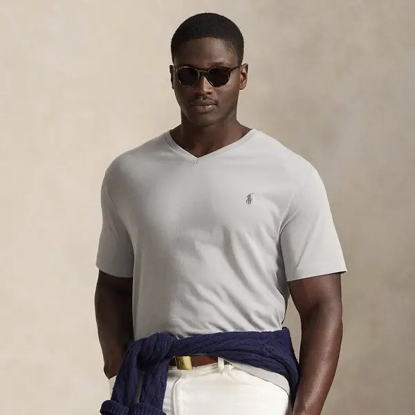 Ralph Lauren Jersey V-neck T-shirt - Soft Grey