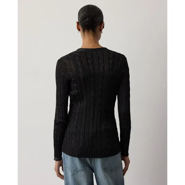 Ralph Lauren Cable-knit Silk Cardigan Sweater - Black