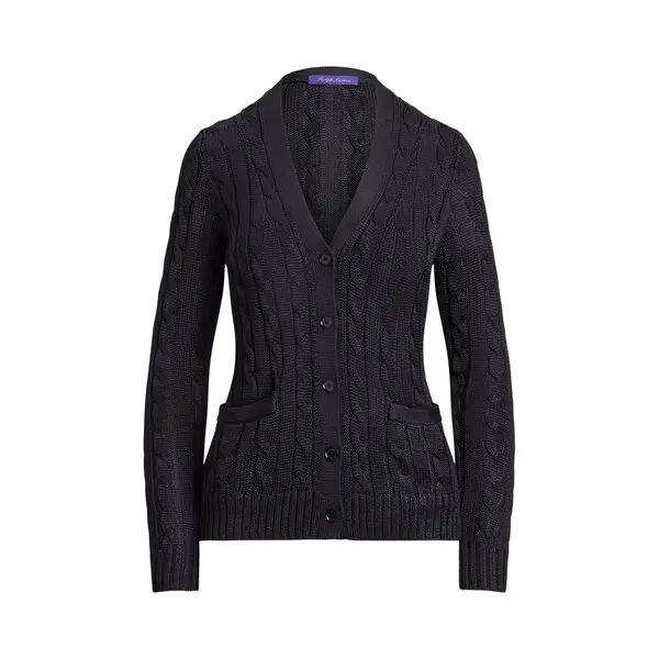 Ralph Lauren Cable-knit Silk Cardigan Sweater - Black
