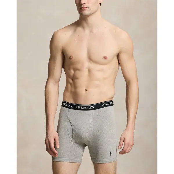 Ralph Lauren Cotton Wicking Boxer Brief 3-pack - Grey/red/black