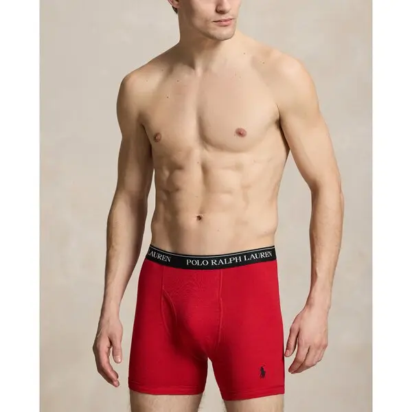 Ralph Lauren Cotton Wicking Boxer Brief 3-pack - Grey/red/black