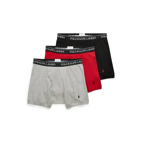 Ralph Lauren Cotton Wicking Boxer Brief 3-pack - Grey/red/black