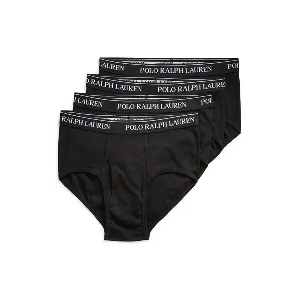 Ralph Lauren Cotton Wicking Mid-rise Brief 4-pack - Black
