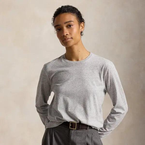 Ralph Lauren Shrunken Fit Jersey Long-sleeve Tee - Cobblestone Heather