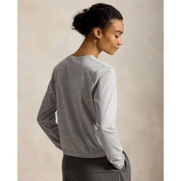 Ralph Lauren Shrunken Fit Long-sleeve Cotton-modal Jersey Tee - Cobblestone Heather