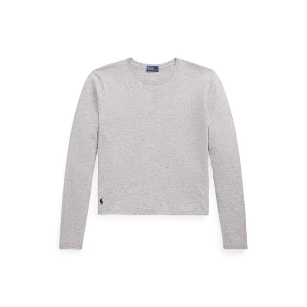 Ralph Lauren Shrunken Fit Long-sleeve Cotton-modal Jersey Tee - Cobblestone Heather