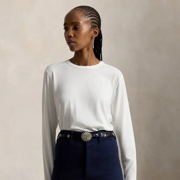 Ralph Lauren Shrunken Fit Jersey Long-sleeve Tee - White