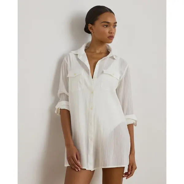 Ralph Lauren Crushed Cotton Camp Shirt Cover-up