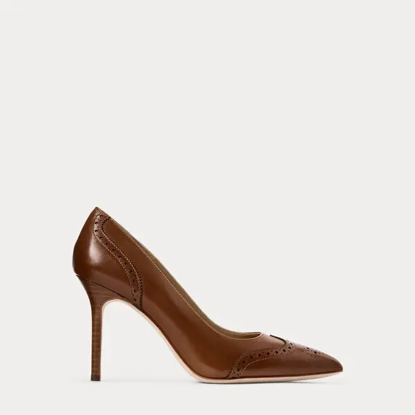 Ralph Lauren Lynden Burnished Leather Pumps - Deep Saddle Tan