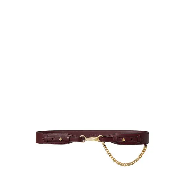 Ralph Lauren Chain-trim Leather Dog-clip Belt - Dark Garnet