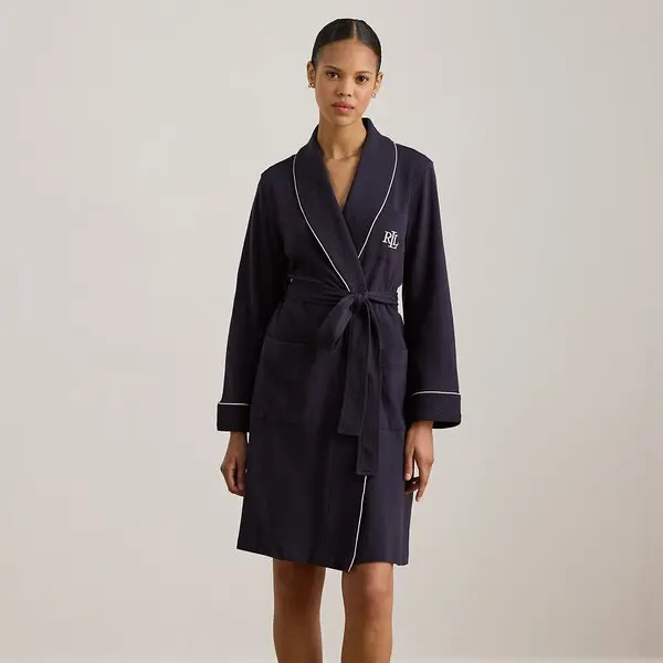Ralph Lauren Short Shawl-collar Robe - Navy