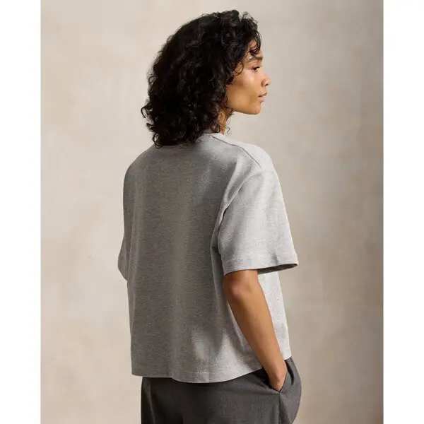 Ralph Lauren Cotton Jersey Relaxed Crop T-shirt - Cobblestone Heather