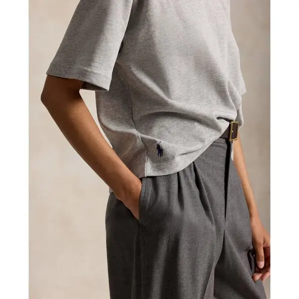 Ralph Lauren Cotton Jersey Relaxed Crop T-shirt - Cobblestone Heather