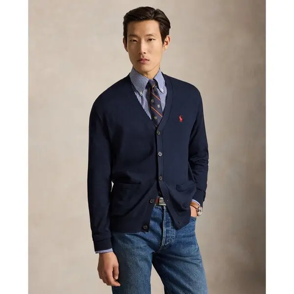 Ralph Lauren Cotton V-neck Cardigan - Hunter Navy
