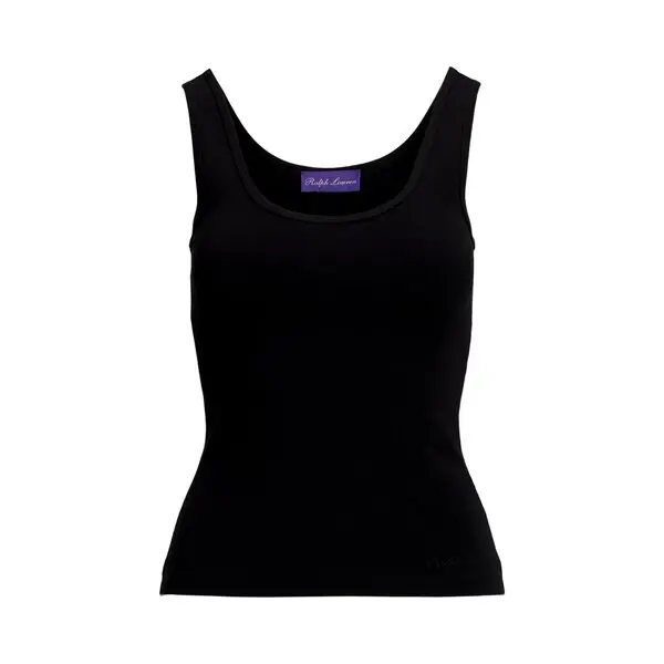 Ralph Lauren Ellis Rib-knit Cotton-blend Tank Top - Black