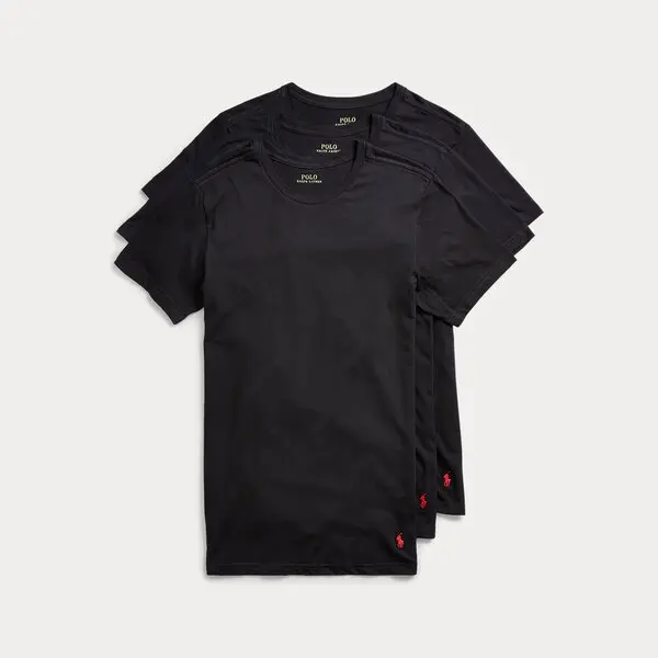 Ralph Lauren Slim Fit Wicking Crew 3-pack - Black