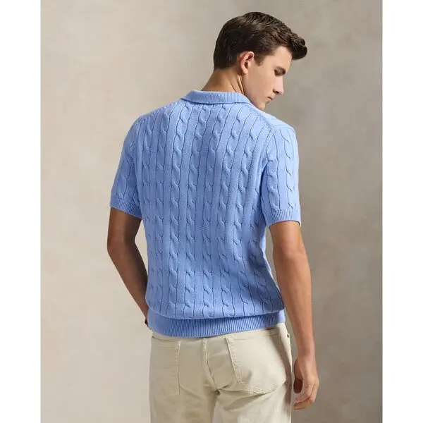 Ralph Lauren Cable-knit Cotton Polo Sweater - Austin Blue