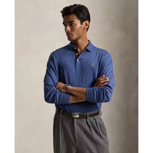 Ralph Lauren Classic Fit Soft Cotton Polo Shirt - Derby Blue Heather