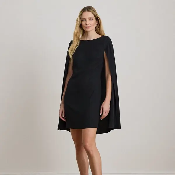 Ralph Lauren Cape Georgette Cocktail Dress - Black