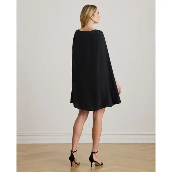 Ralph Lauren Georgette Cape Cocktail Dress - Black