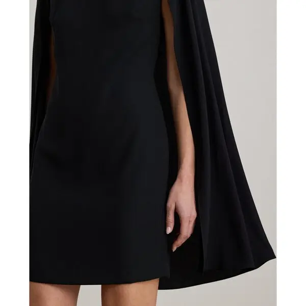 Ralph Lauren Georgette Cape Cocktail Dress - Black