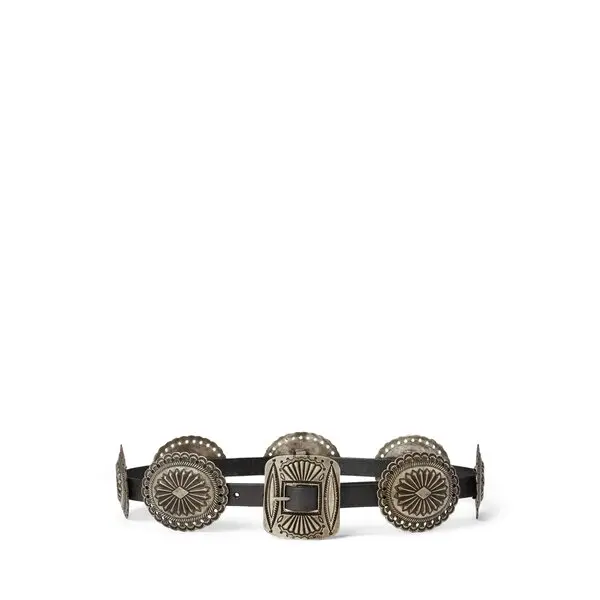 Ralph Lauren Metal-accent Leather Skinny Belt - Black