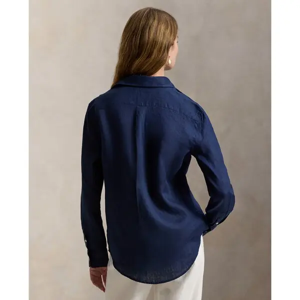 Ralph Lauren Classic Fit Linen Shirt With Embroidered Pony - Tidal Navy
