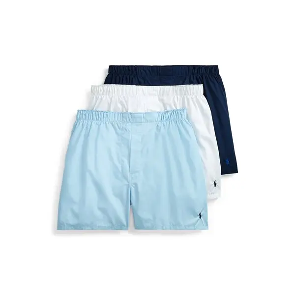 Ralph Lauren Classic Woven Cotton Boxer 3-pack - Blue/white/navy