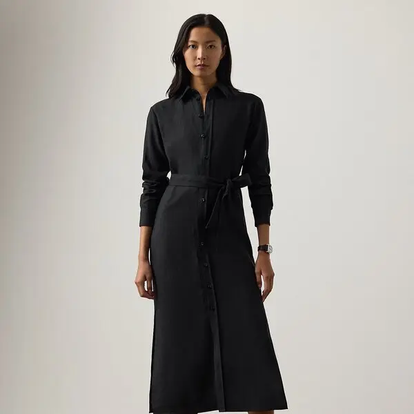 Ralph Lauren Vicki Linen Day Dress - Black
